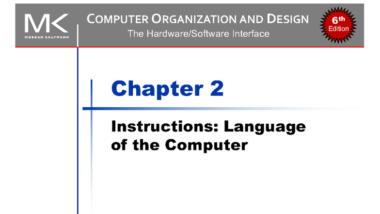 COMP 1234: Chapter 2 Instructions - Language of the Computer - Studocu