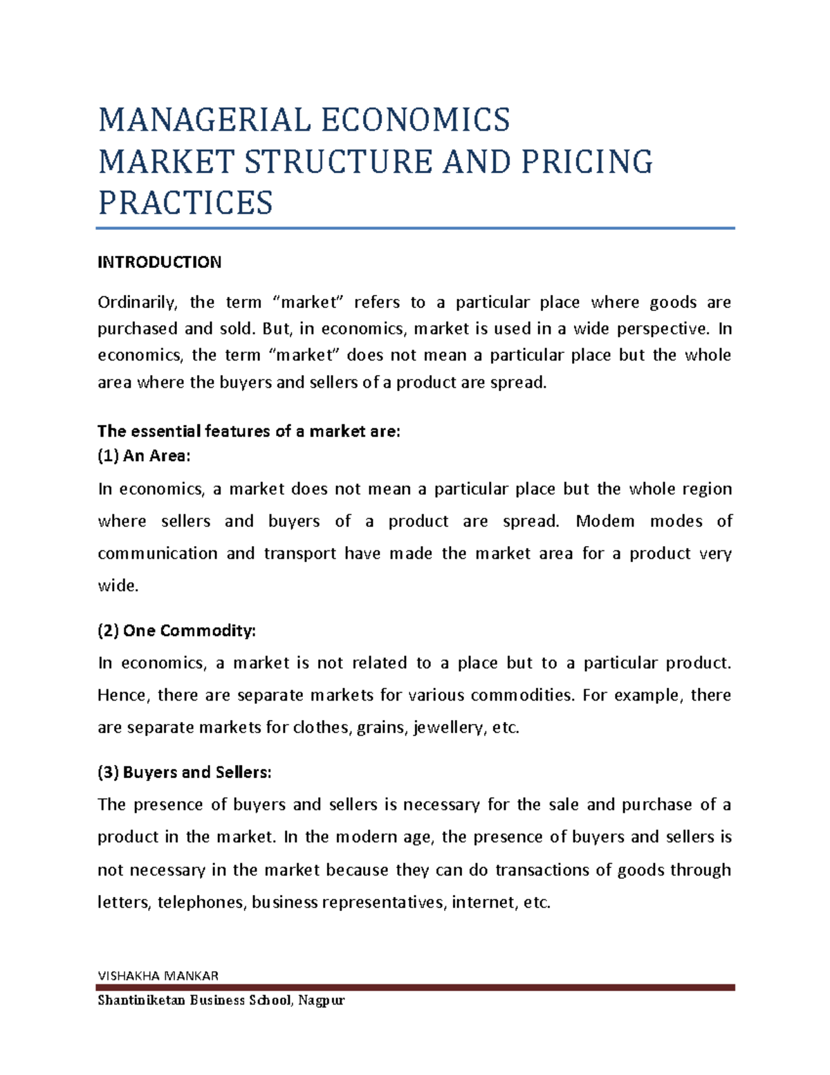 M Eco - Module 3: Market Structure & Pricing Practices Overview - Studocu