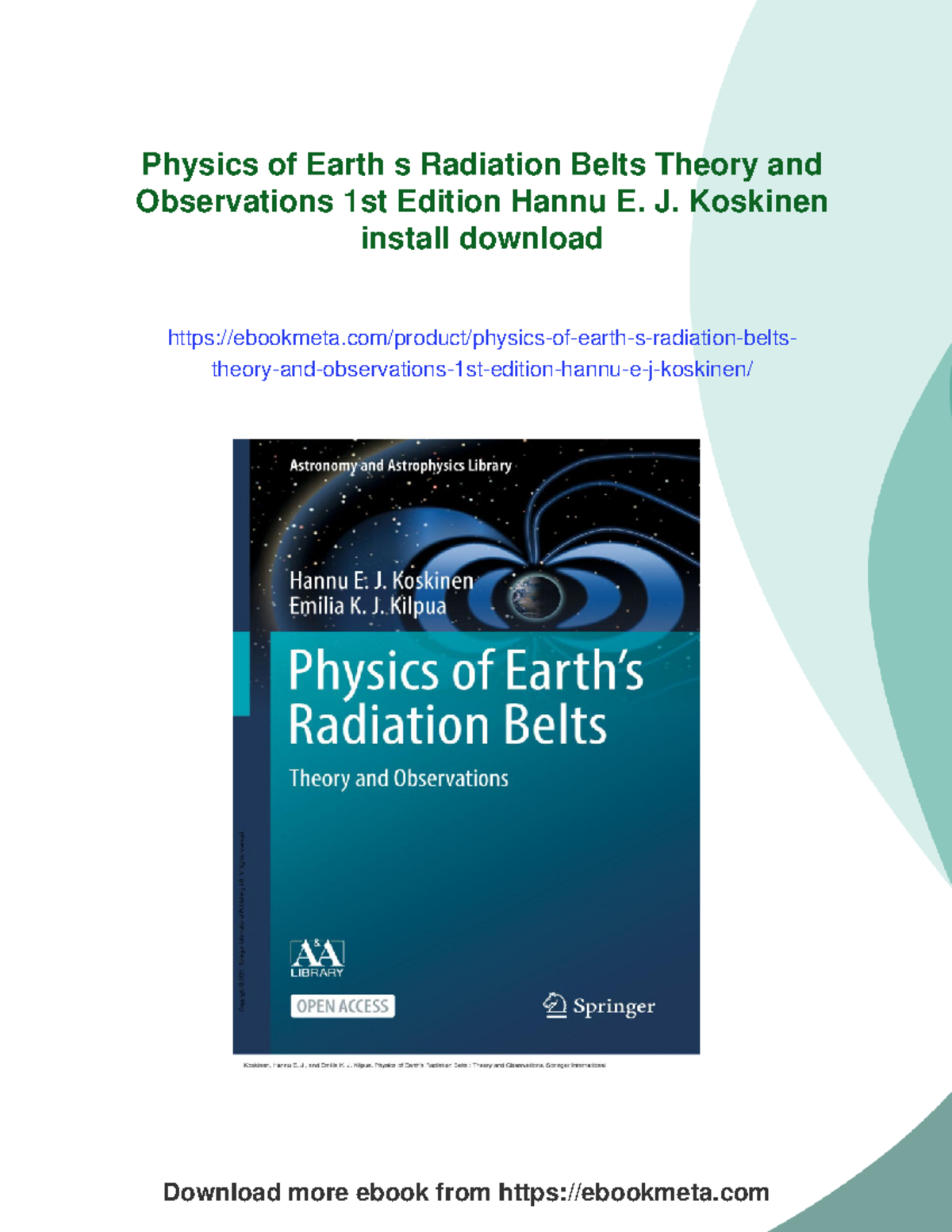 Physics of Earth's Radiation Belts: Theory & Observations (1st Ed ...