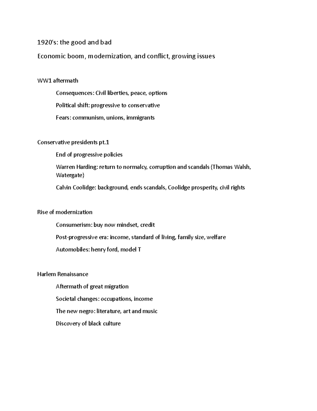 1920s America: Economic Boom, Culture Clash & Women's Rise - Studocu