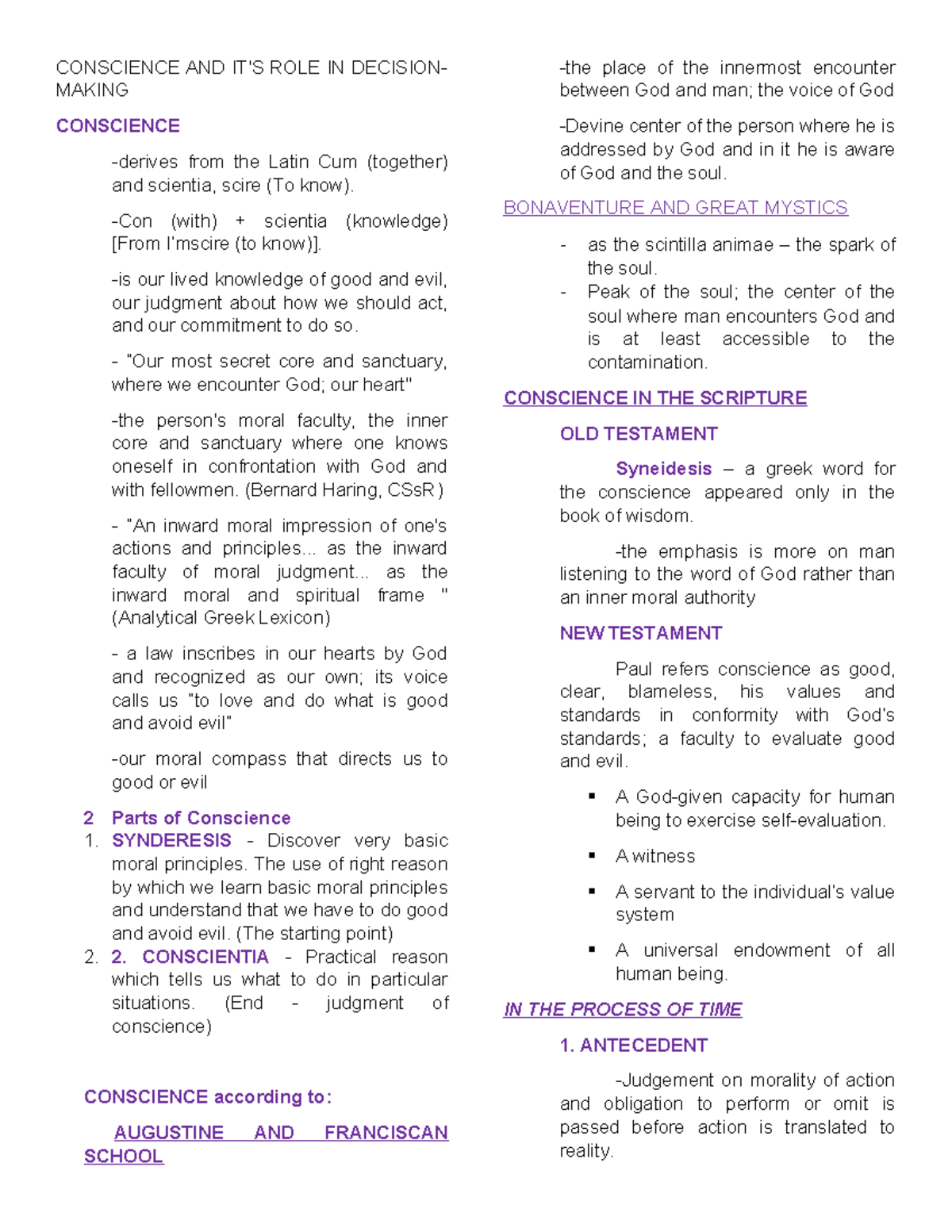 Ethics Final Exam Reviewer: Understanding Conscience and Decision-Making - Studocu