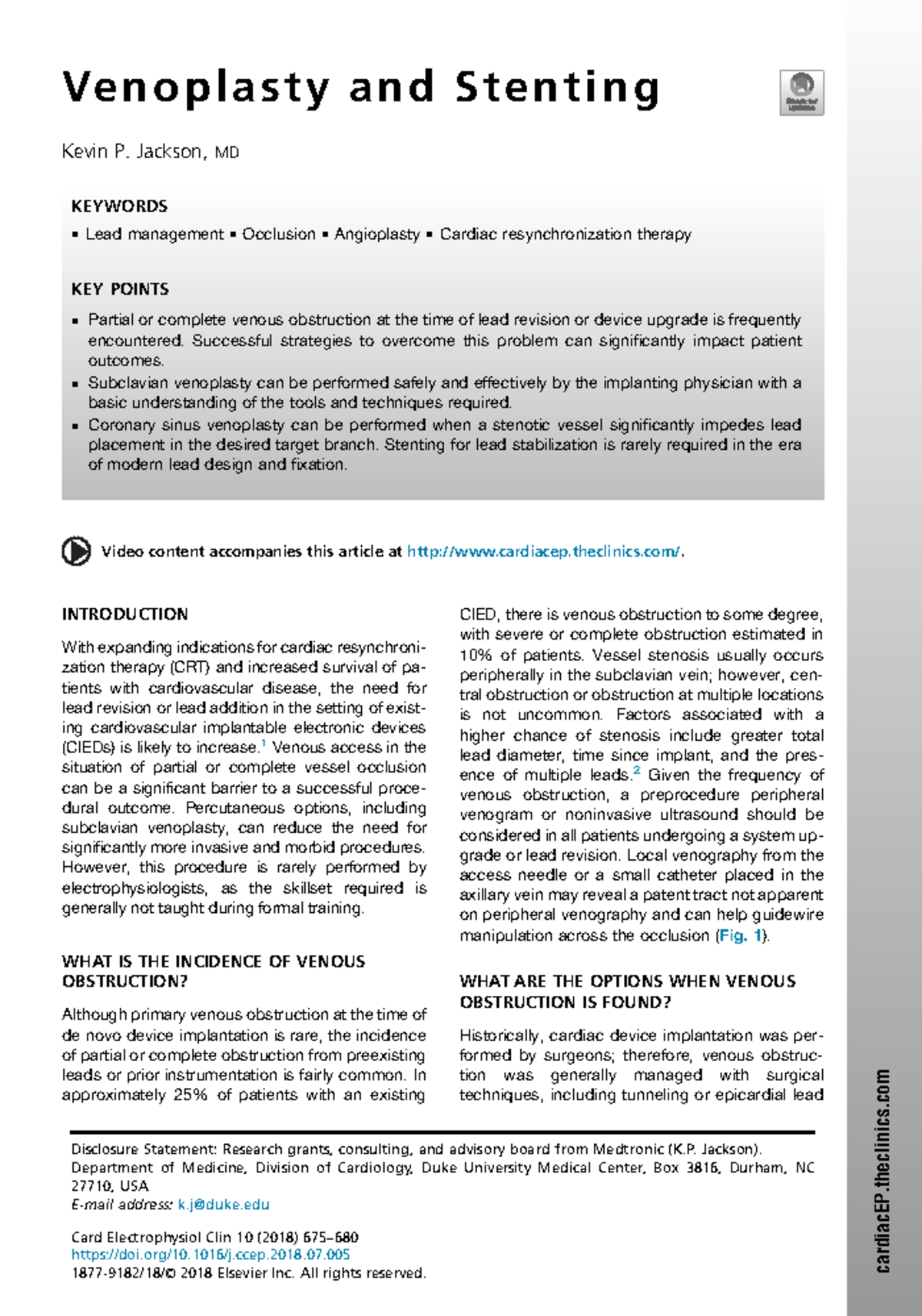 Venoplasty and Stenting in Cardiac Device Management: Key Insights ...