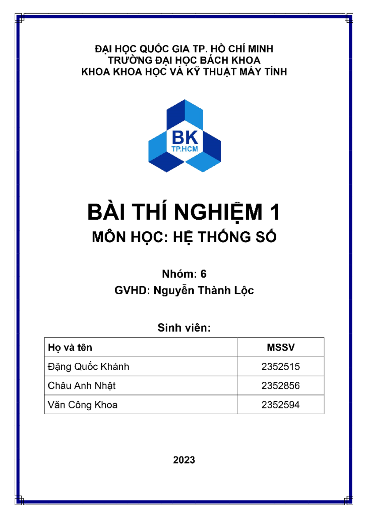 LAB 2 - Group 6 - Digital Systems Circuit Measurement at HCMUT - Studocu