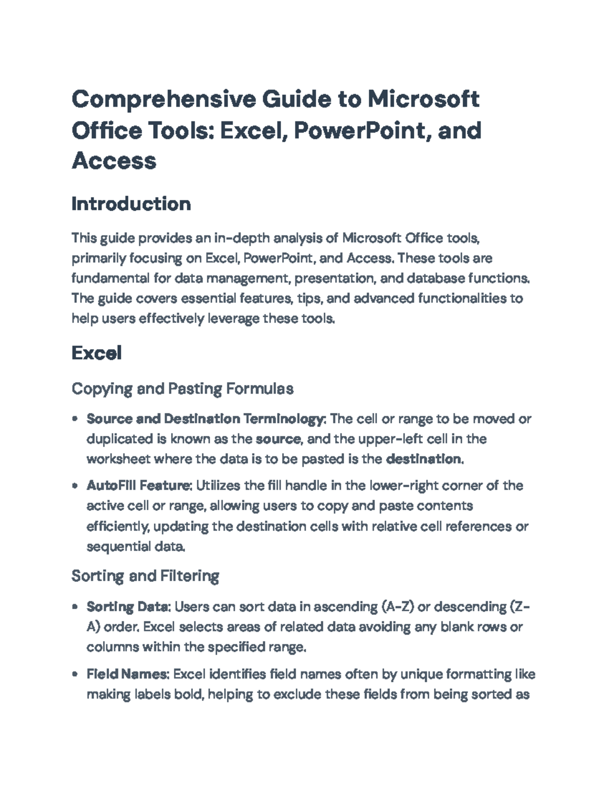 Comprehensive Guide to Microsoft Office Tools: Excel, PowerPoint ...