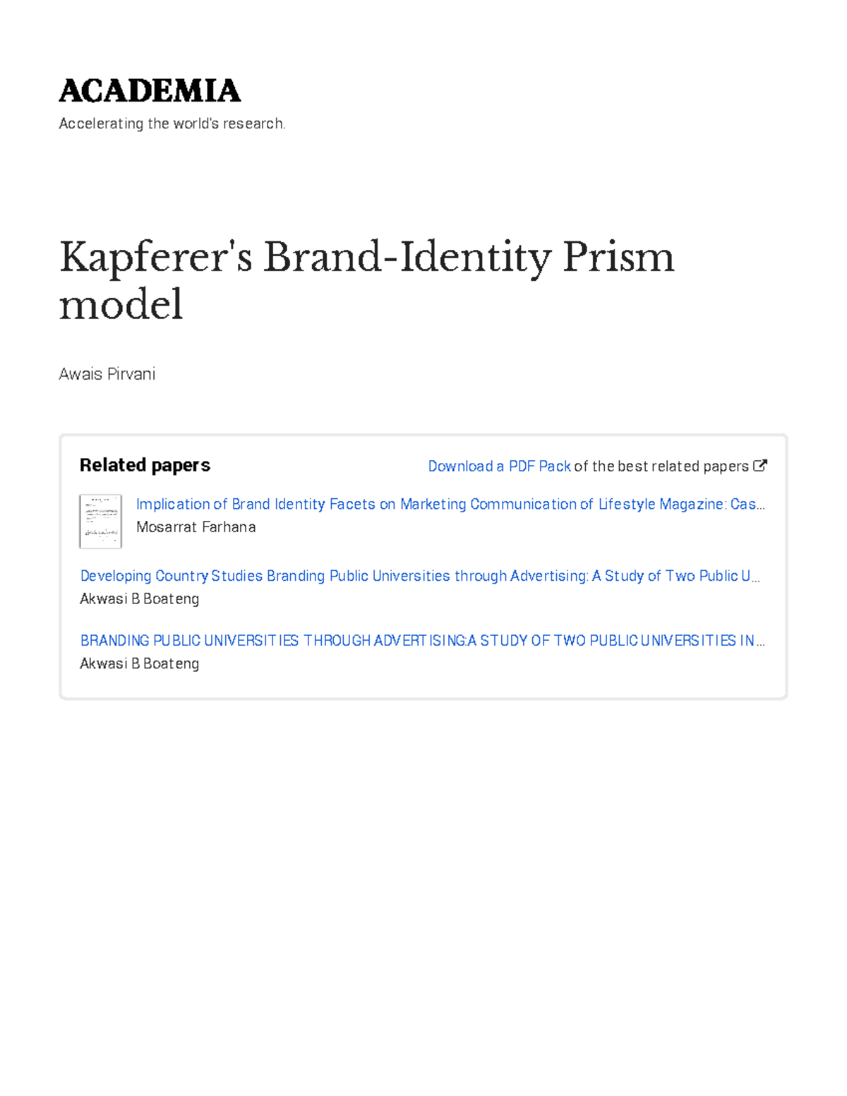 Kapferer Brand Identity Prism Overview - Brand Model Insights - Studocu