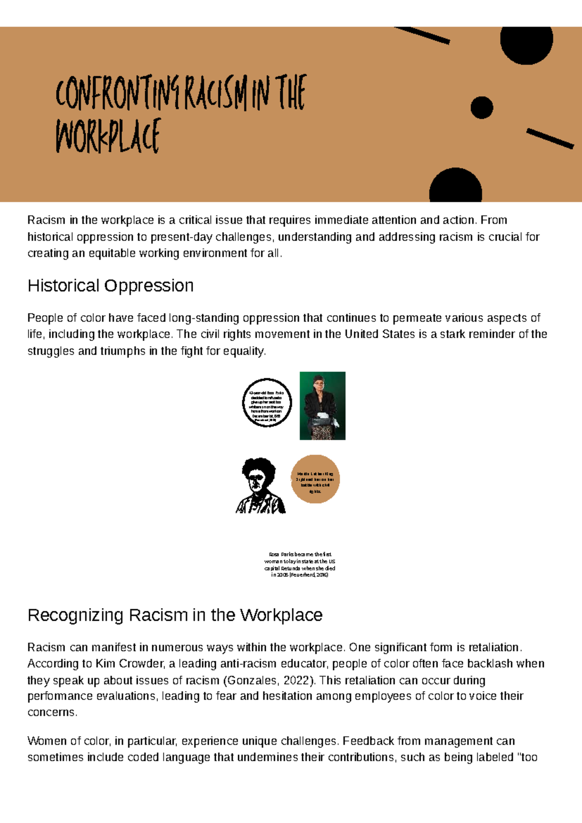 Addressing Racism in the Workplace: A Critical Analysis - Studocu
