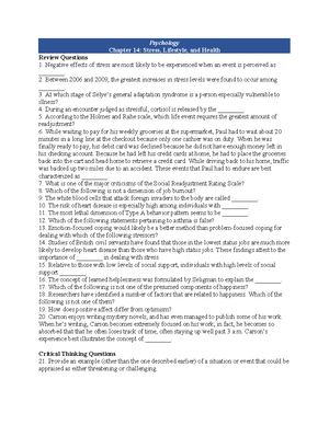 Chapter 15 - Assignments and quizzes - Psychology Chapter 15 ...