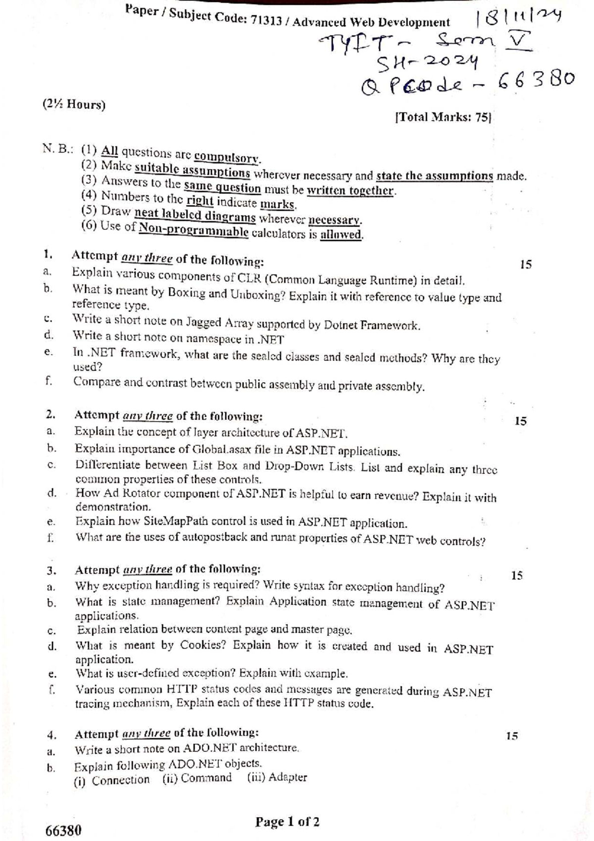Advanced Web Development (71313) Final Exam Guide - Sem V - Studocu