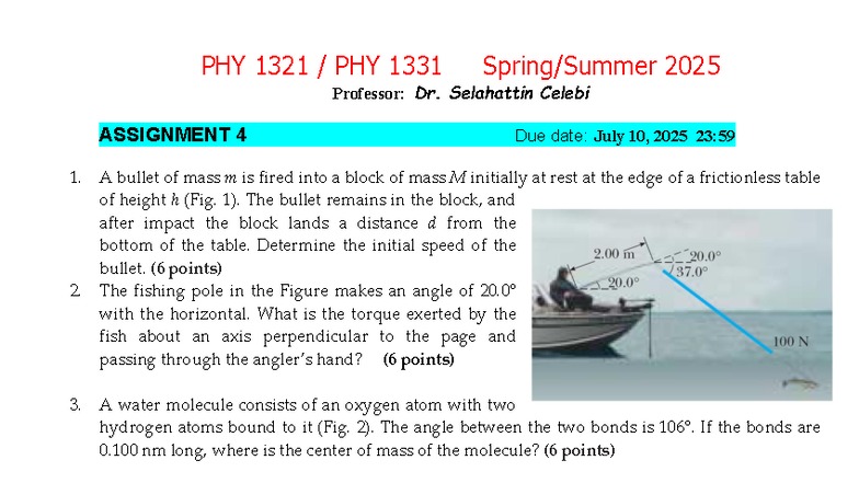 PHY 1321 2025 Assignment 4: Bullet Impact & Torque Problems - Studocu