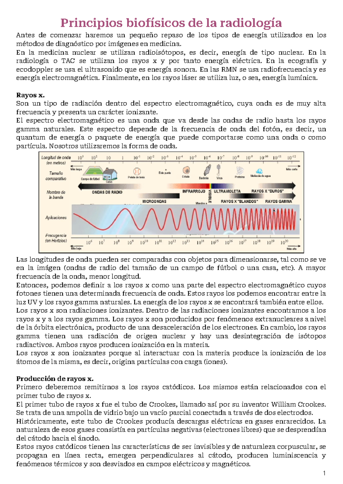 Principios Biofísicos en Radiología - Tipo de Energía y Espectro - Studocu