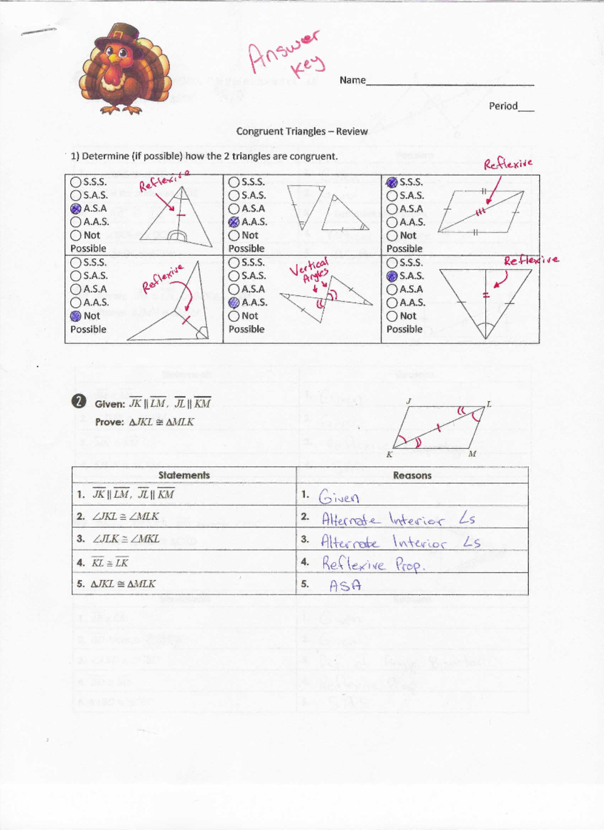 Answer Key - Congruent Triangles Review (Geometry 101) - Studocu