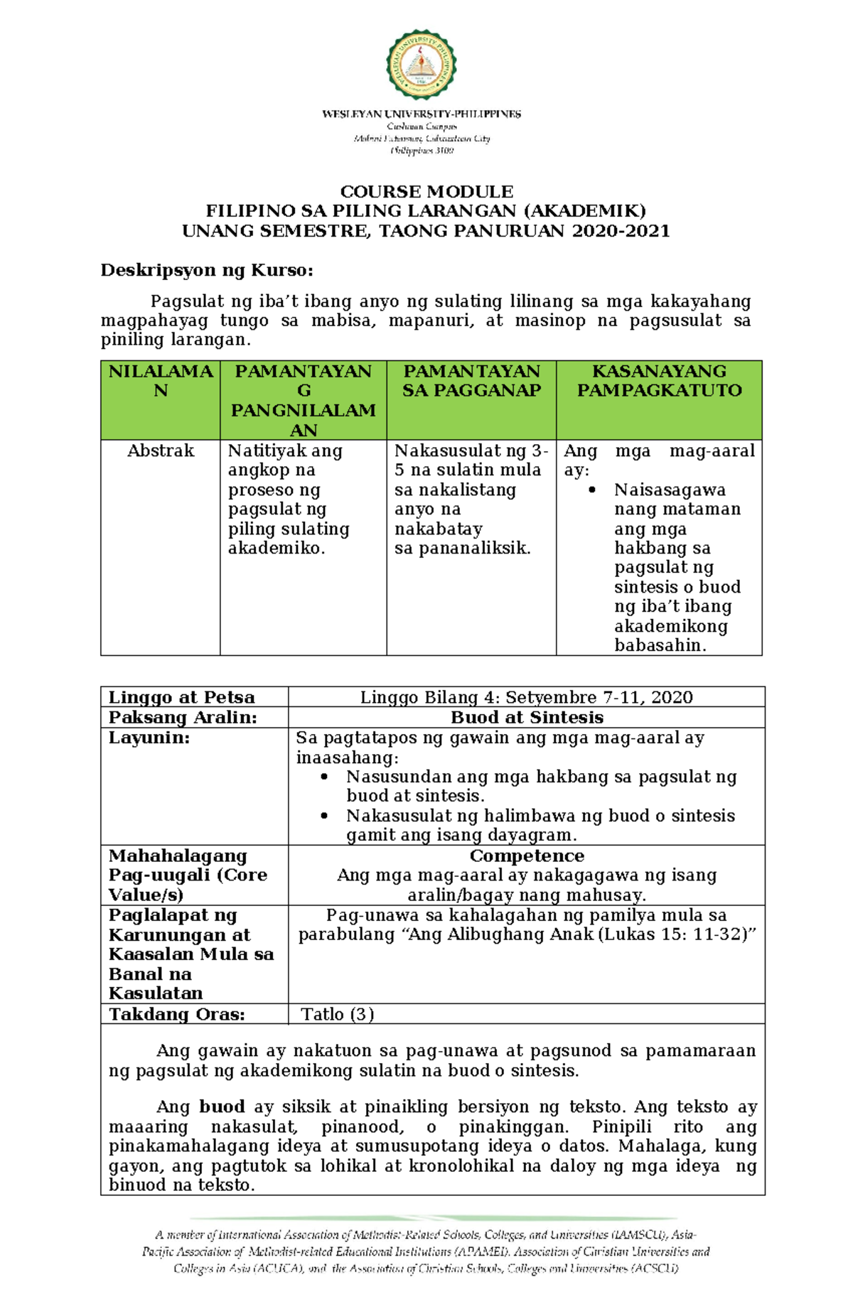 Aralin 3: Buod at Sintesis ng Akademikong Teksbuk (FIL 101) - Studocu