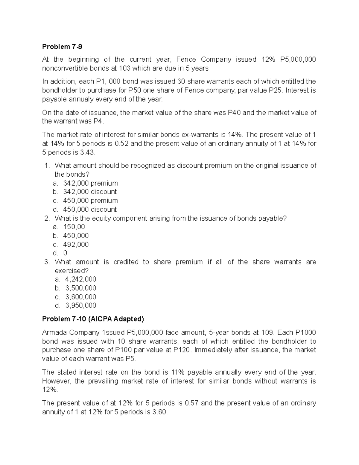 IA FO - BONDS PAYABLE & COMPOUND FINANCIAL INSTRUMENTS - PROBLEMS 7-10 ...