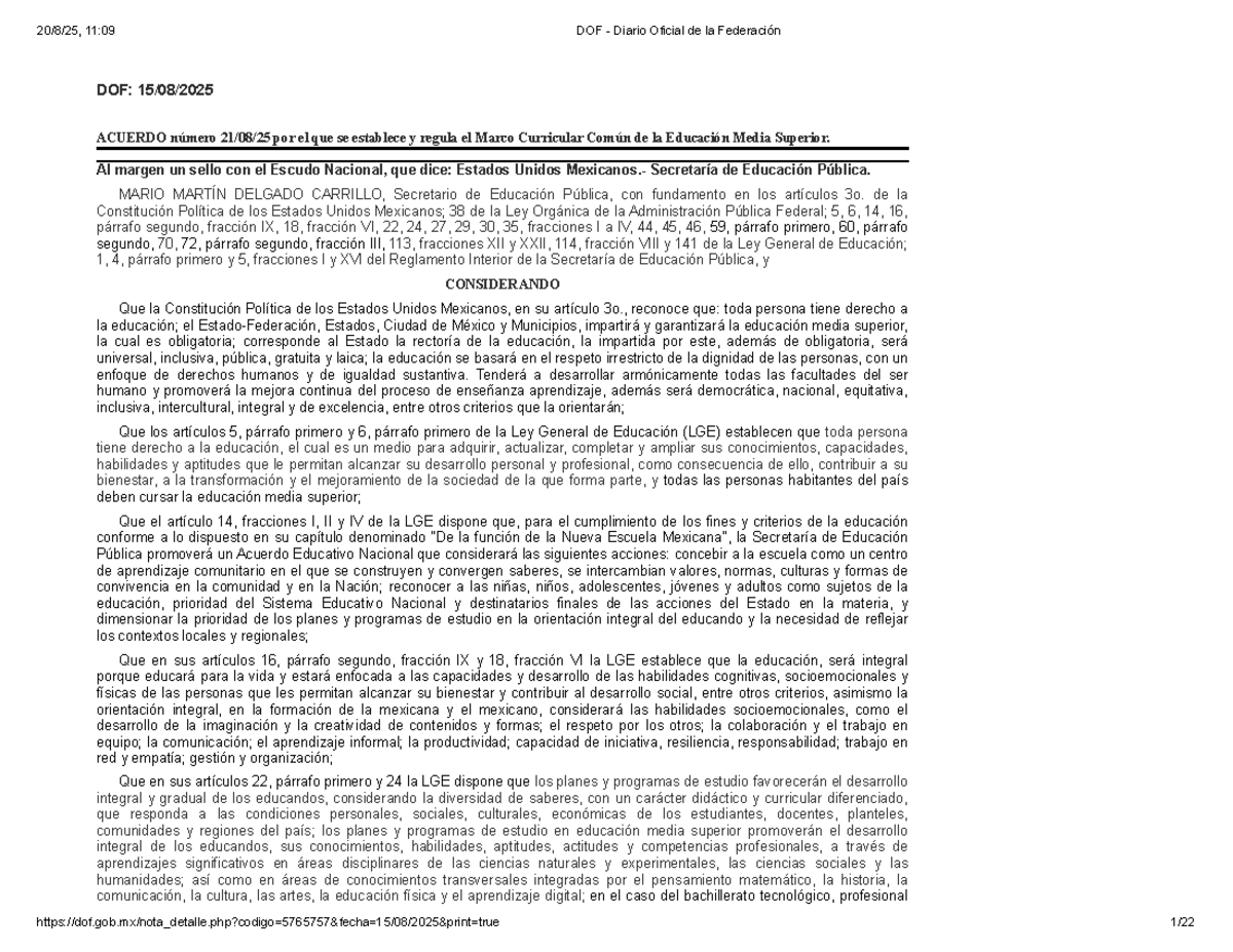 Marco Curricular Común de la Educación Media Superior (MCCEMS) - Studocu