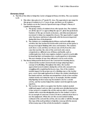 DGM2 Task 1 Differentiating Instruction - DGM2 Task 1: Differentiating Instruction A. Video 3 ...