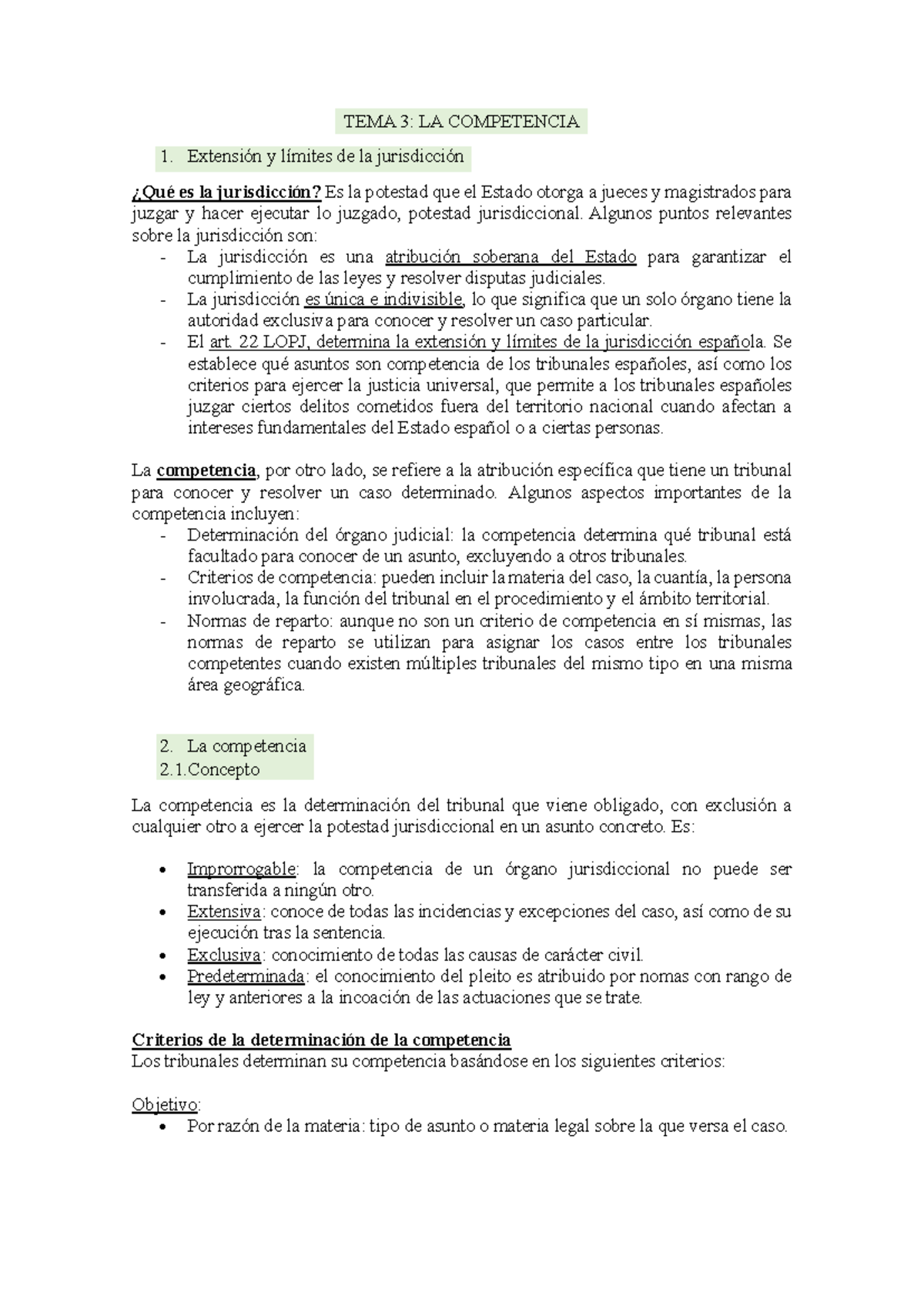 Tema 3: La Competencia y Jurisdicción en el Derecho Español - Studocu