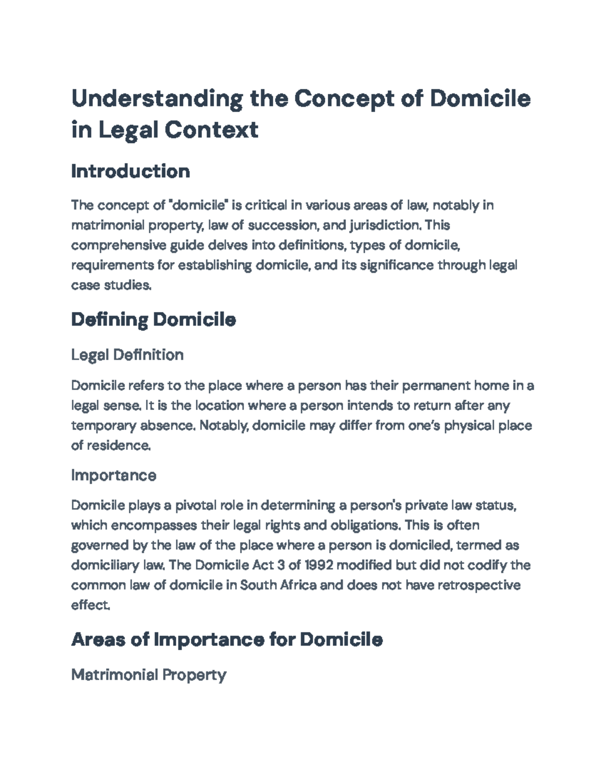 Understanding Domicile in Legal Context: Types, Requirements, and Case ...