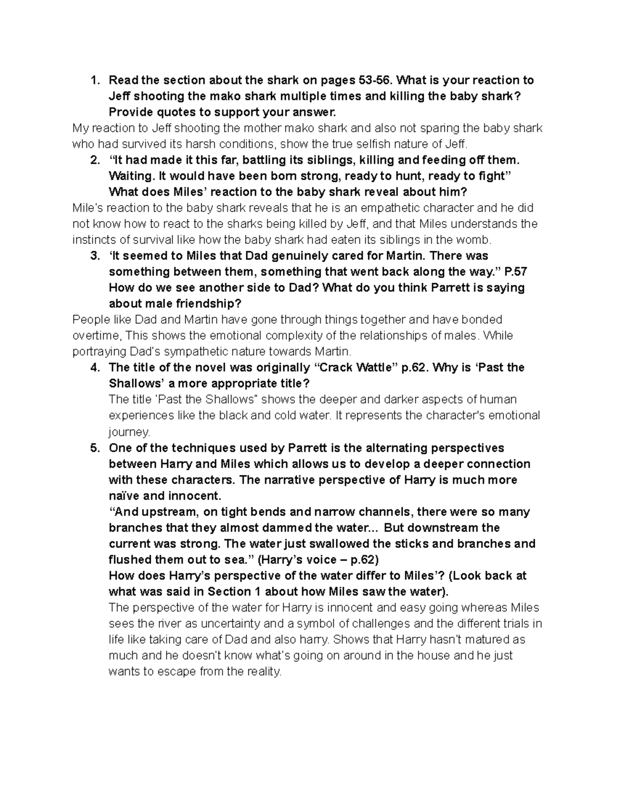Past the Shallows Study Guide: Key Themes & Character Insights - Studocu