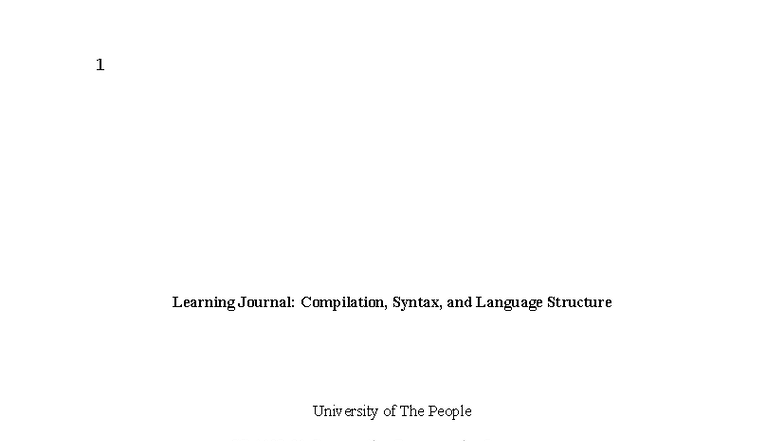 CS 4402-01 Learning Journal: Compilation & Language Structure - Studocu