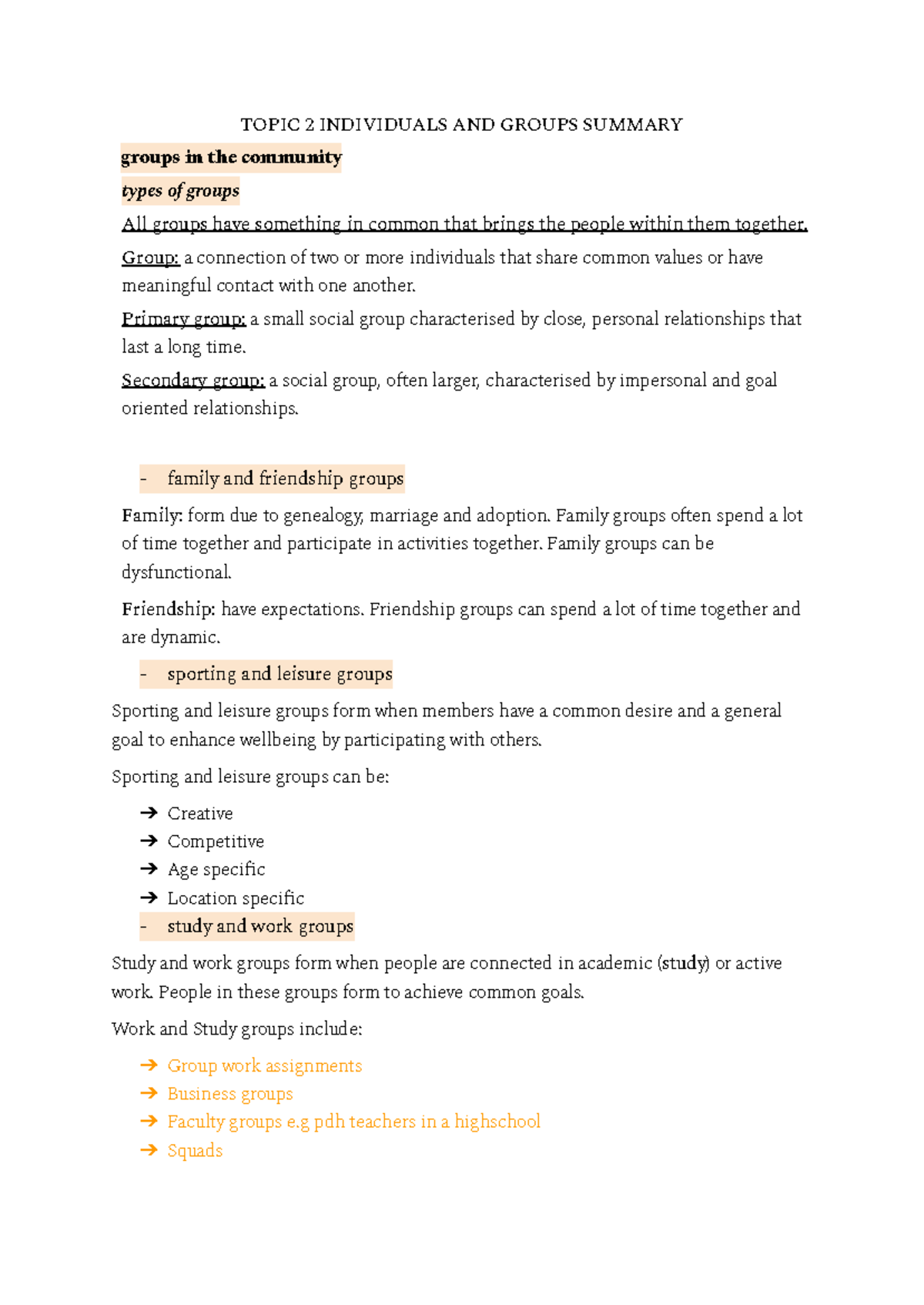 Topic 2: Understanding Individuals and Groups - Summary and Analysis ...
