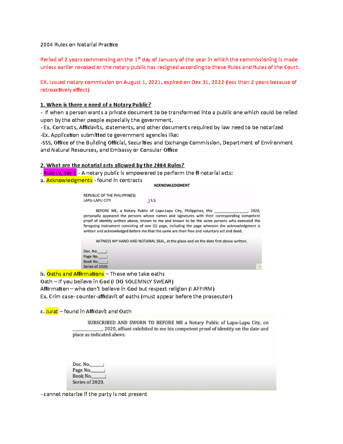 2004 Rules on Notarial Practice notes - 2004 Rules on Notarial Practice ...