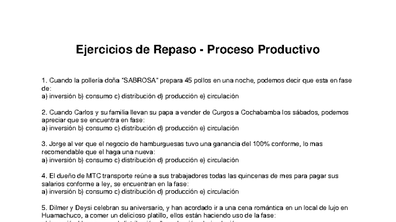 Ejercicios de Repaso: Proceso Productivo 1 - Preguntas y Respuestas ...