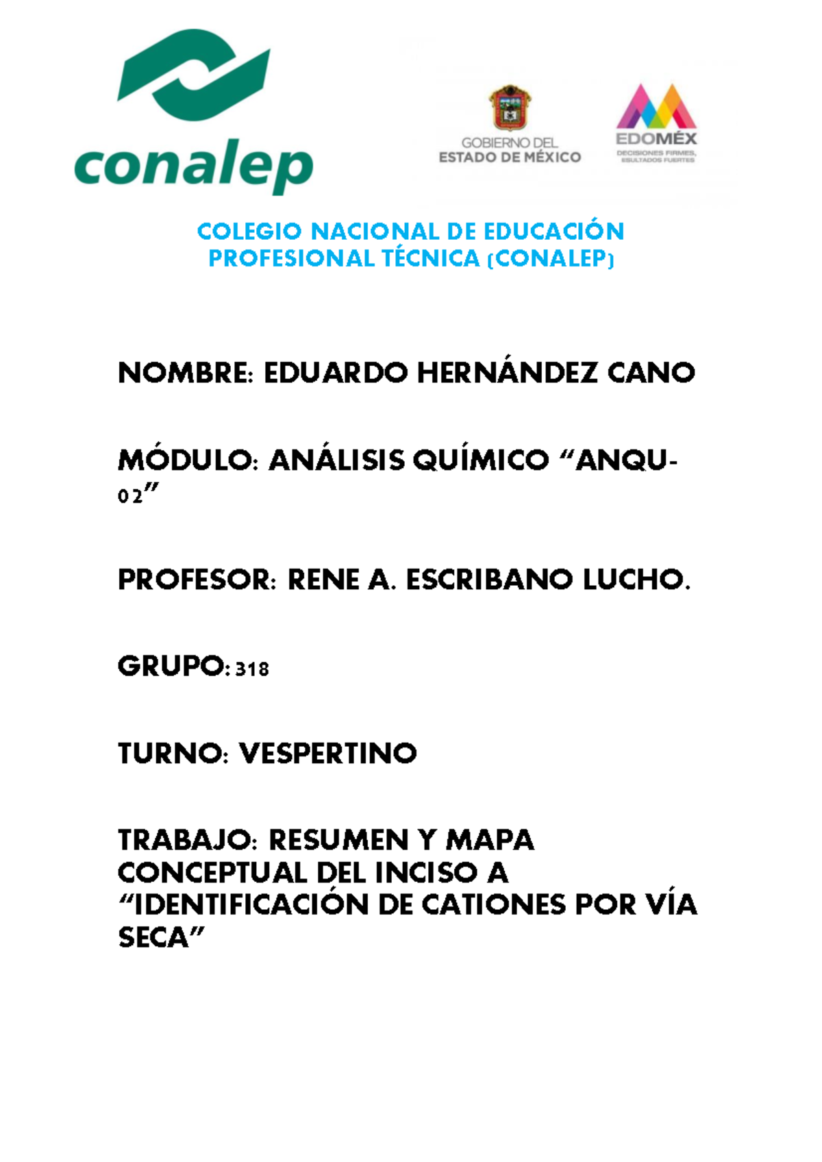 Resumen del Módulo ANQU-02: Identificación de Cationes por Vía Seca ...