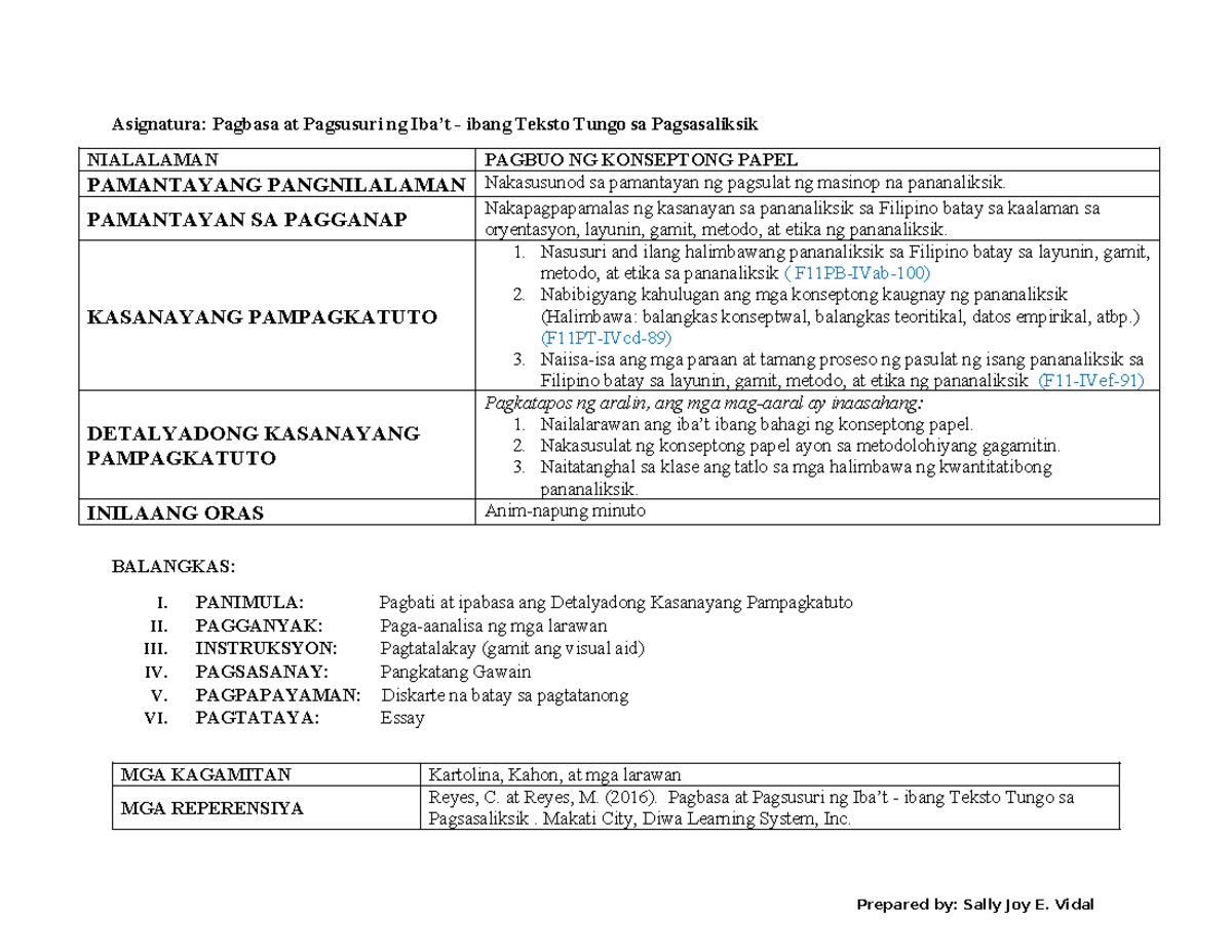 Final Exam - TEACHING GUIDE: Pagbasa at Pagsusuri sa Pananaliksik - Studocu