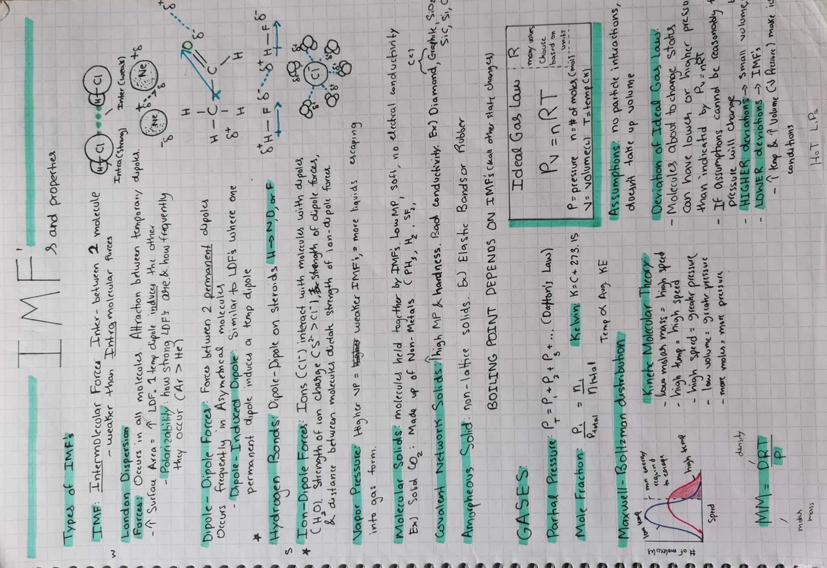 AP Chemistry Unit 3: Intermolecular Forces & Gases Review - Studocu