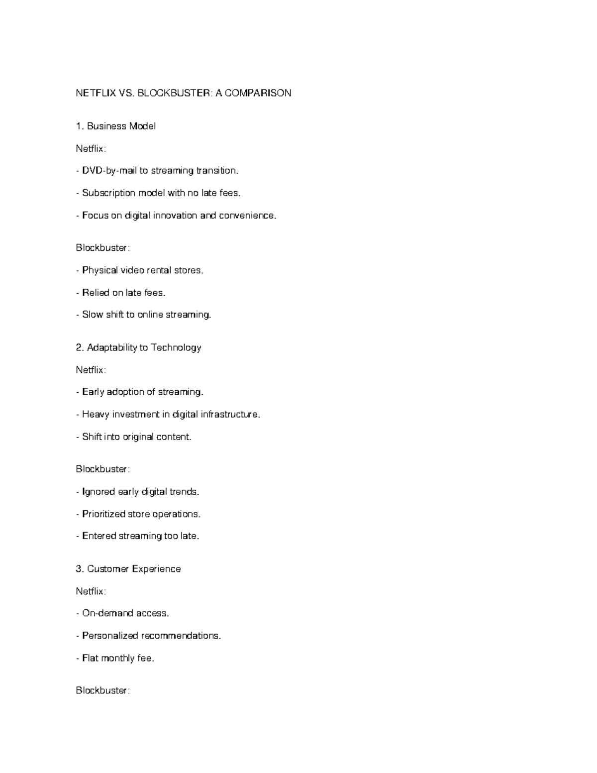 NETFLIX VS. BLOCKBUSTER: A COMPARISON STUDY - Studocu