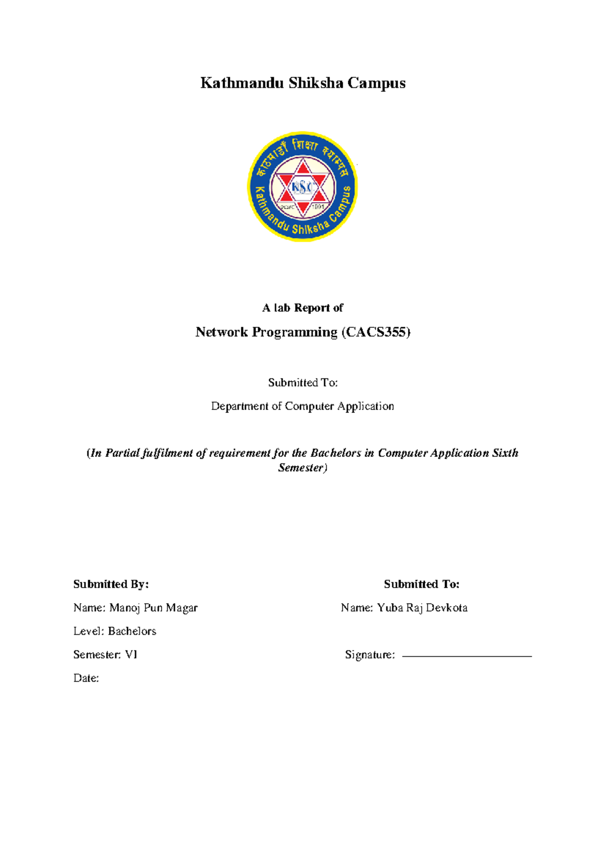 CACS355 Network Programming Lab Report - Java Programs Implementation ...