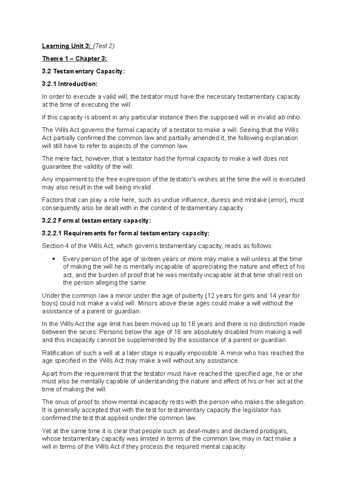 LASU LU3 Study Notes - Learning Unit 3: (Test 2) Theme 1 – Chapter 3: 3 ...