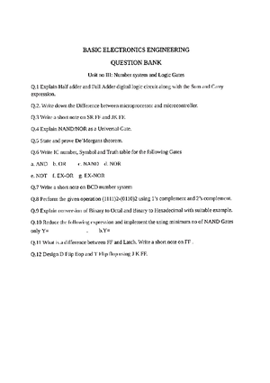 Notes- BXE Unit 3 - Basics of electronic engineering - For more ...