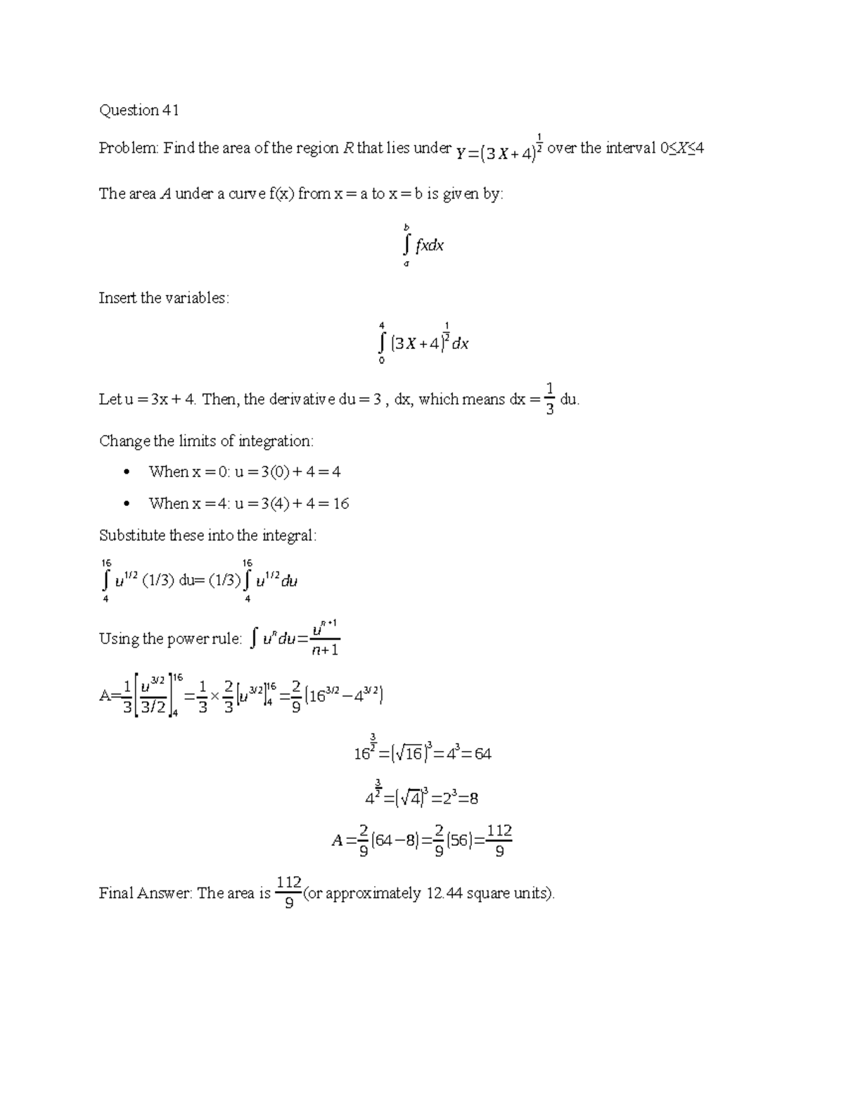 Calculus Assignment: Area Under Curve & Revenue Calculation - Studocu