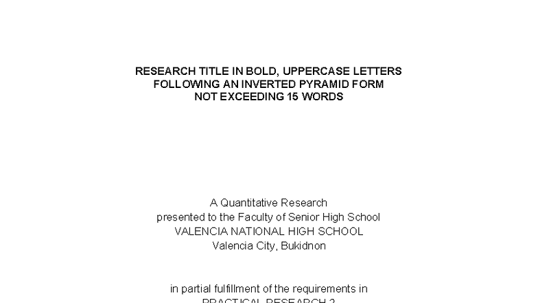 QUANTITATIVE RESEARCH IN PRACTICAL RESEARCH 2 - VALENCIA NATIONAL HIGH ...