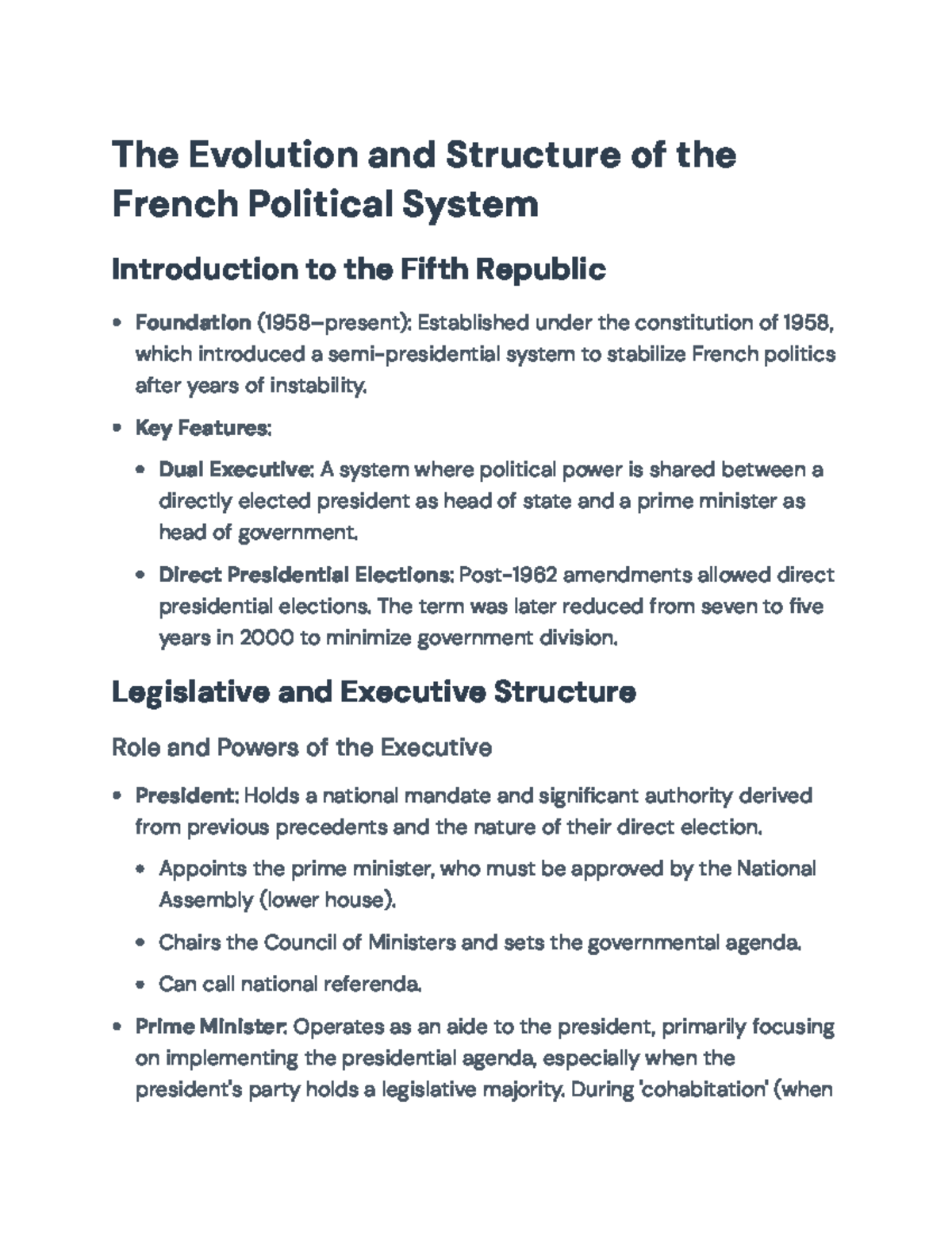 The Evolution and Structure of the French Political System (POL-101 ...