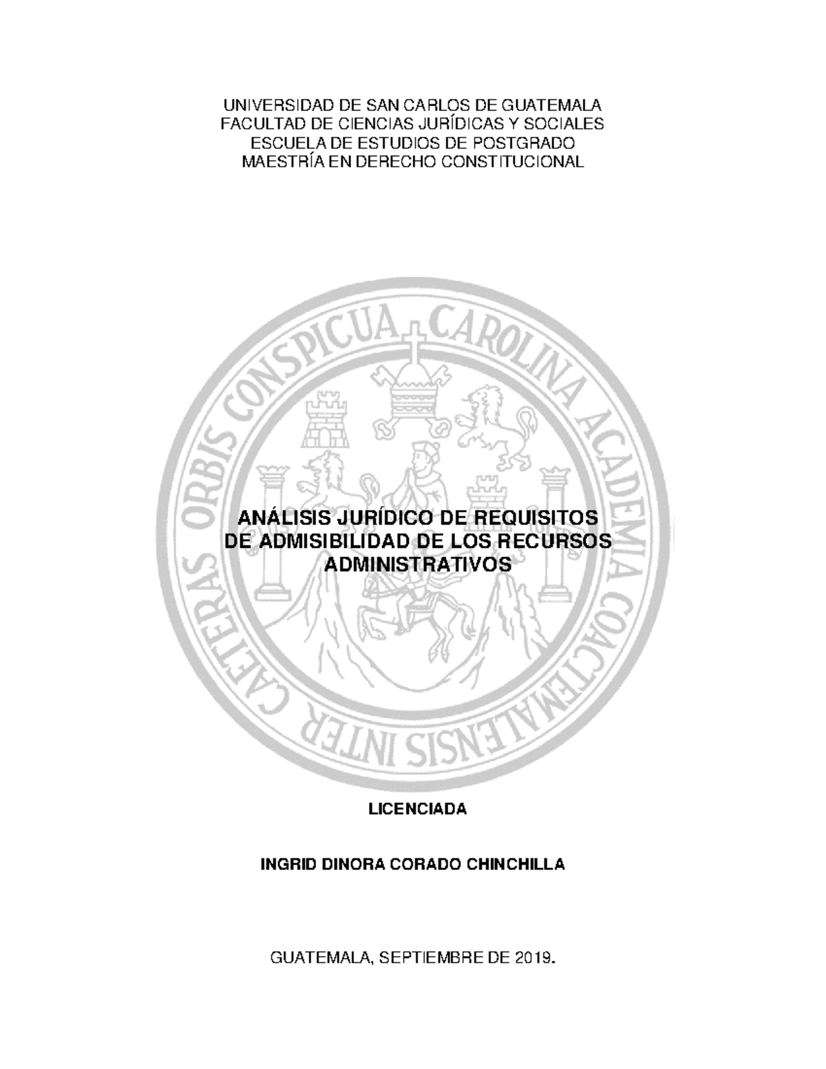 Análisis Jurídico de Requisitos de Admisibilidad - TESIS USAC - Studocu