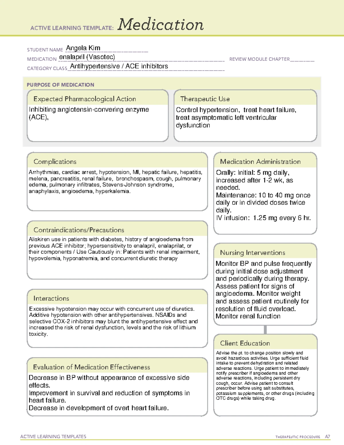 Acetaminophen (Tylenol) ATI - ACTIVE LEARNING TEMPLATES THERAPEUTIC ...