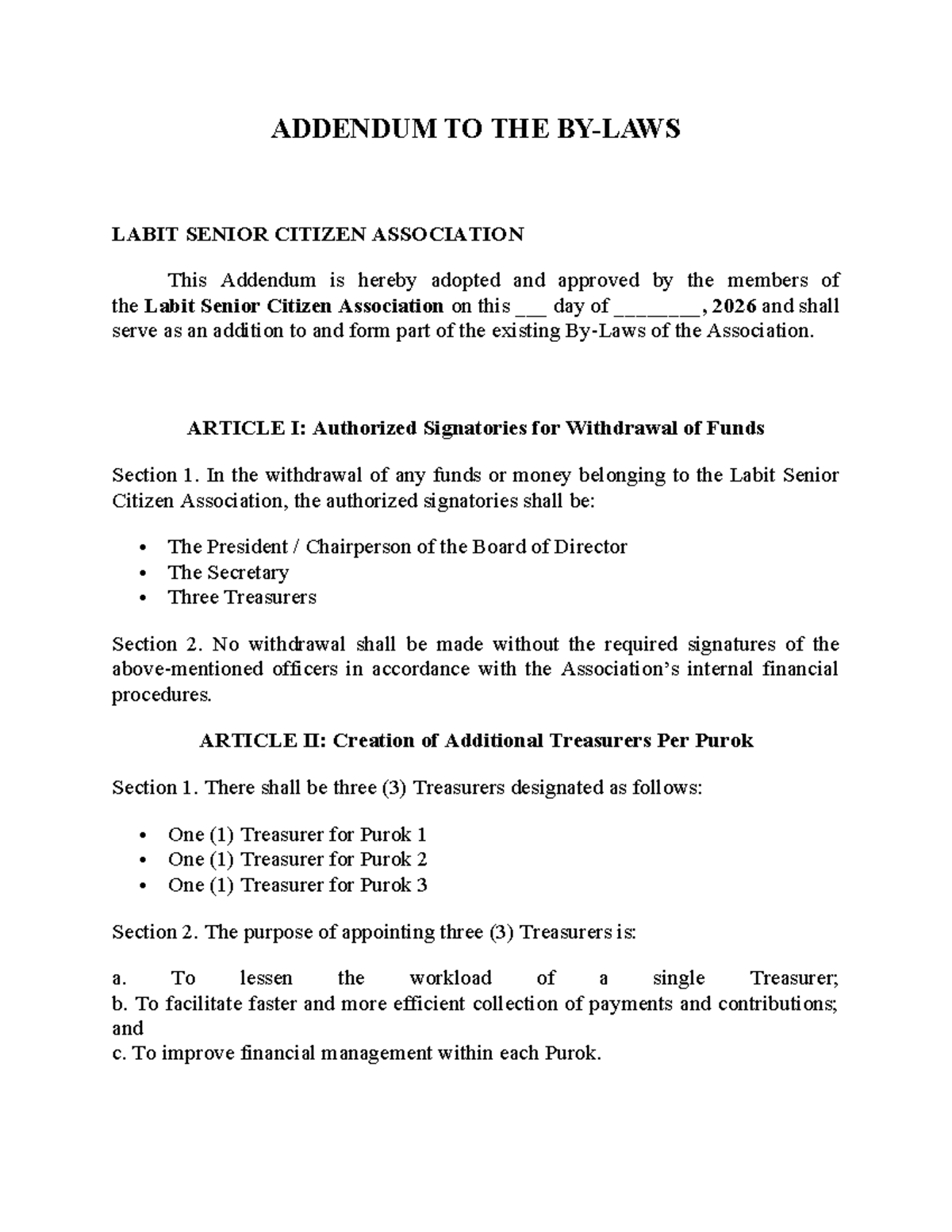 Addendum to Labit Senior Citizen Association Guidelines - Studocu