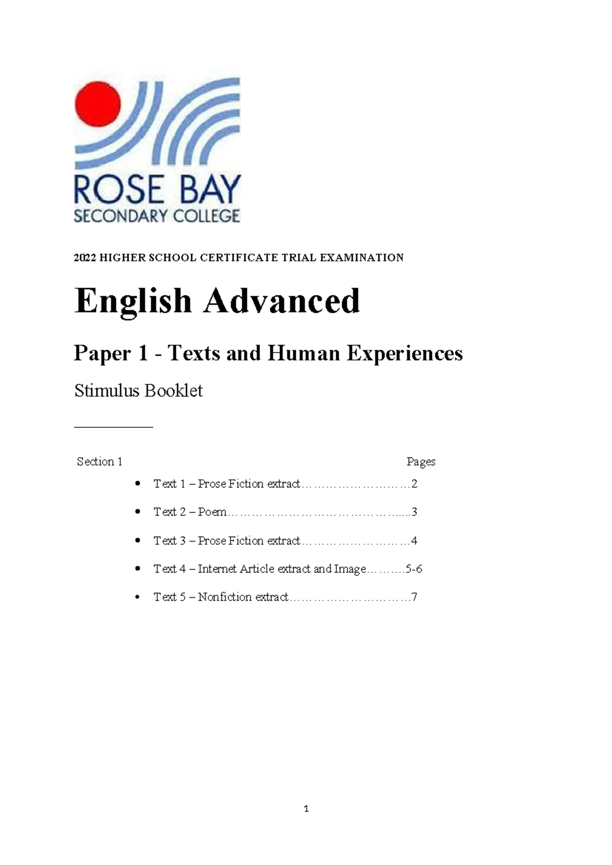 RBSC ADV 2022 Trial Exam English Advanced Stimulus Booklet - Studocu
