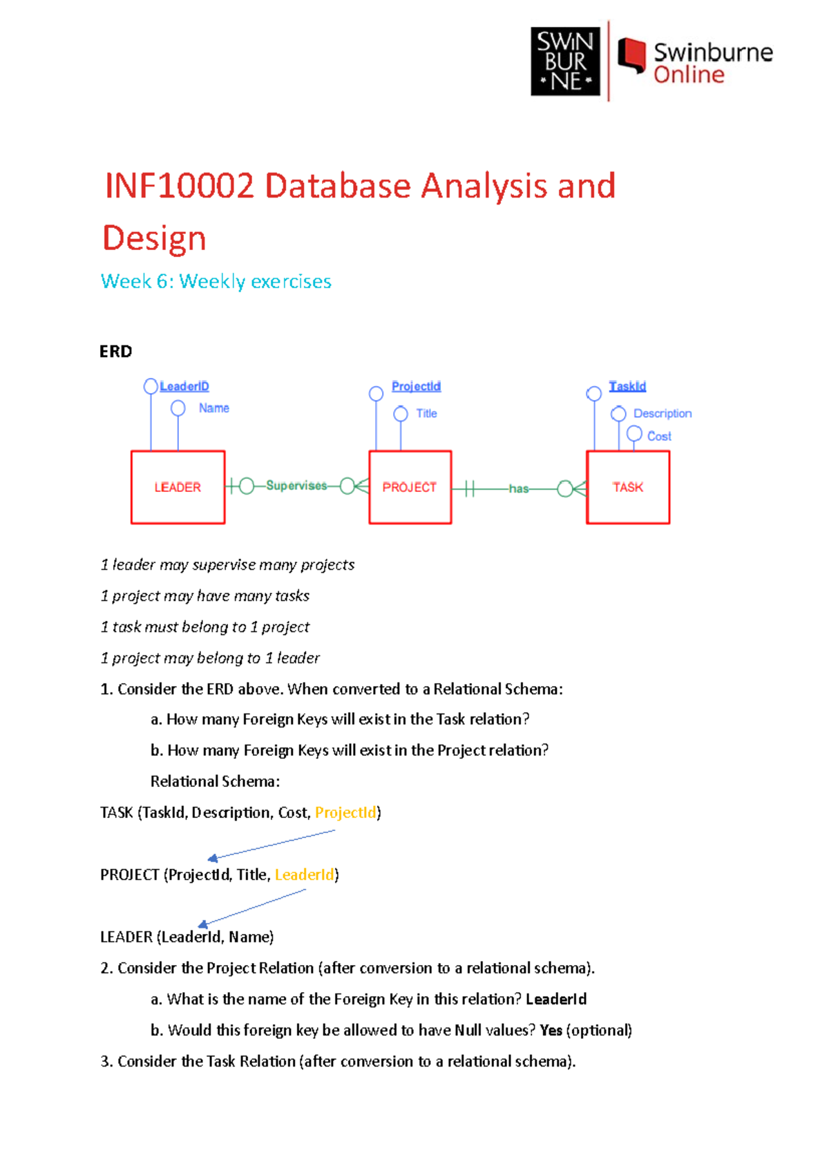 INF10002 Weekly exercises Week 6 - INF10002 Database Analysis and ...