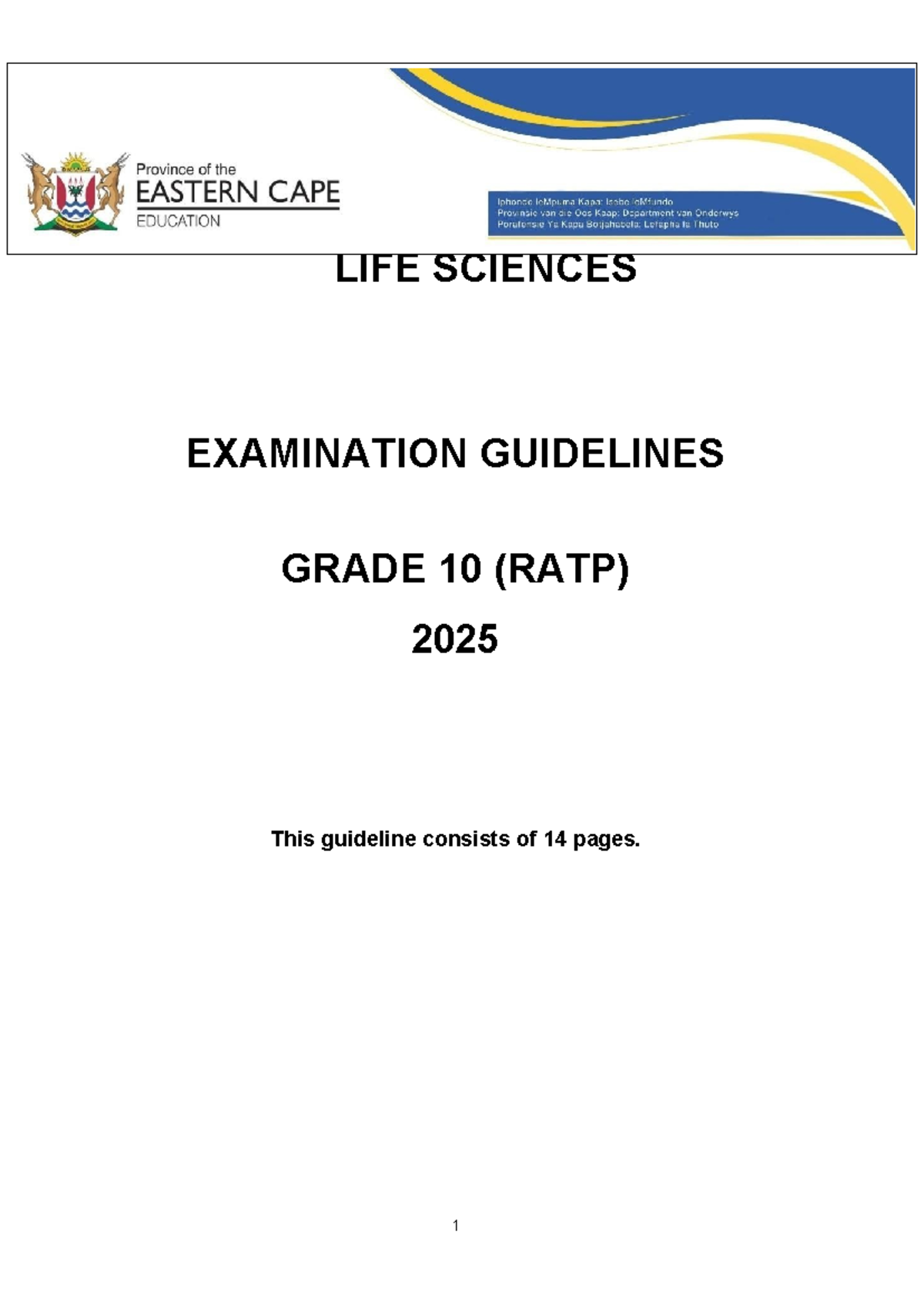 2025 LIFE SCIENCES GRADE 10 EXAM GUIDELINES (RATP) - Studocu