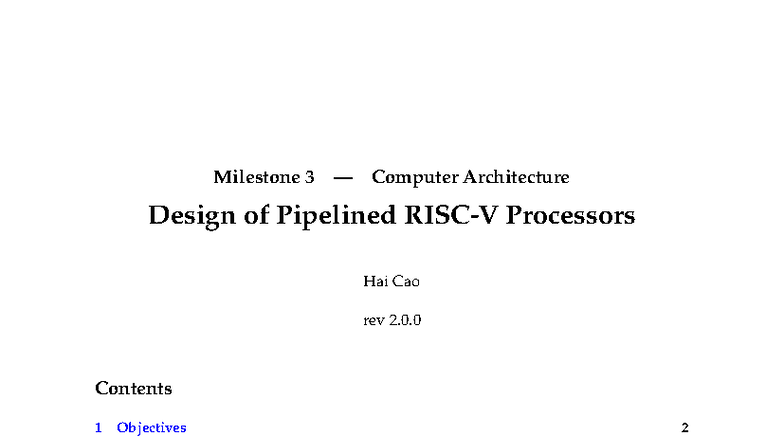 Milestone 3: Design of Pipelined RISC-V Processor Architecture - Studocu