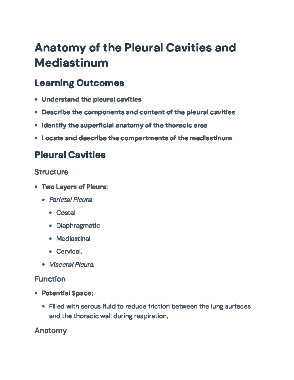 Anatomy of the Pleural Cavities and Mediastinum: Detailed Overview ...