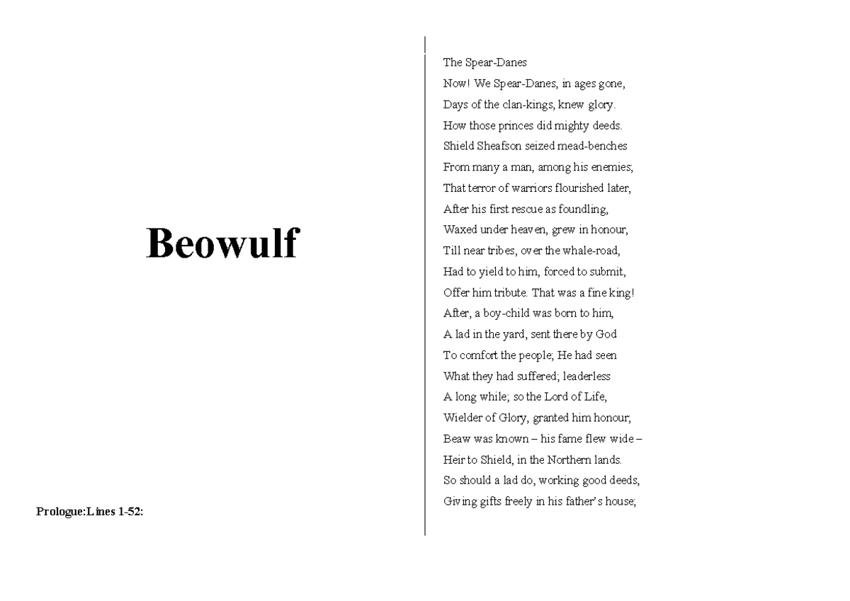 Beowulf: An Analysis of Heroism and Grendel's Terror in Epic Poetry ...