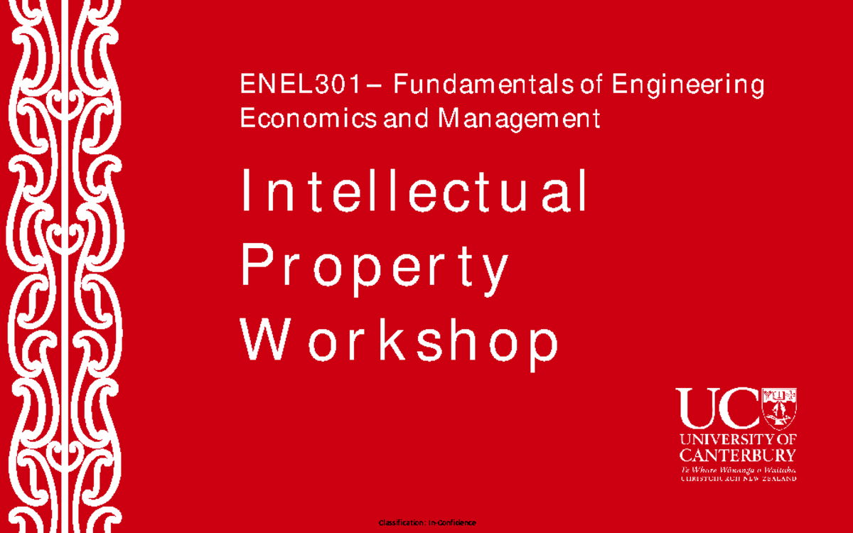 ENEL301 Workshop on Intellectual Property in Engineering - Studocu