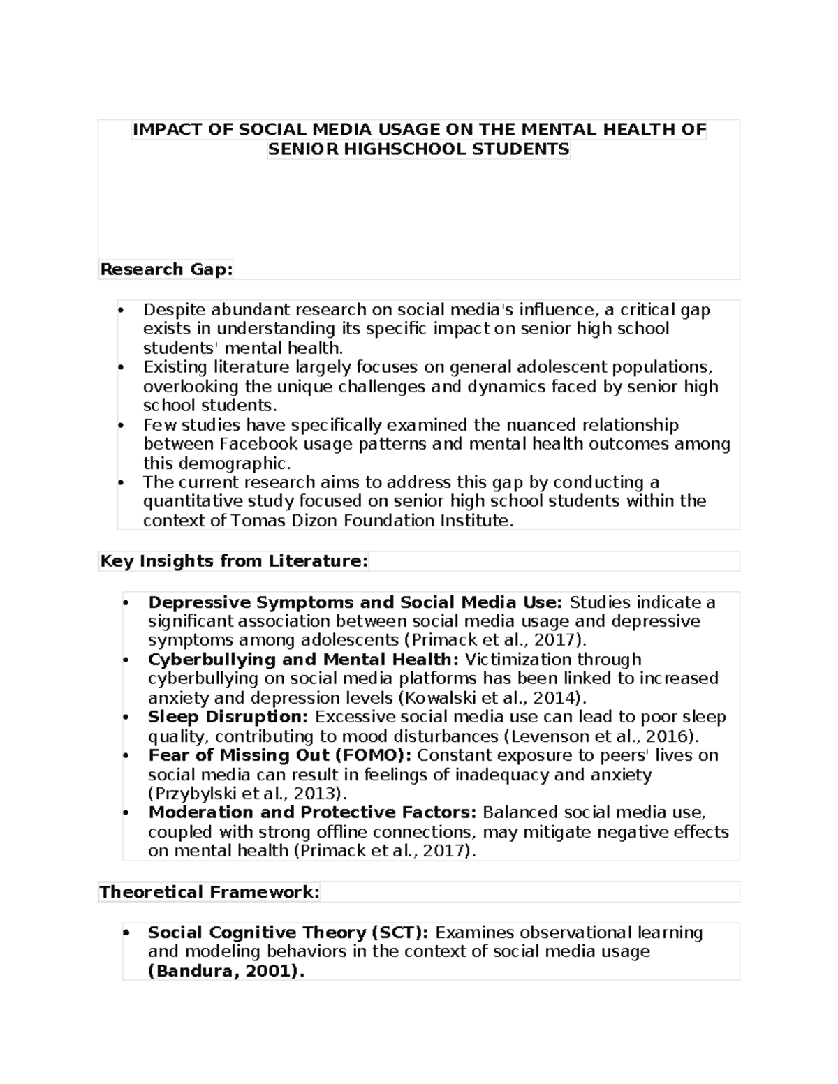 Social Media Usage & Mental Health Impact on Senior HS Students - Studocu