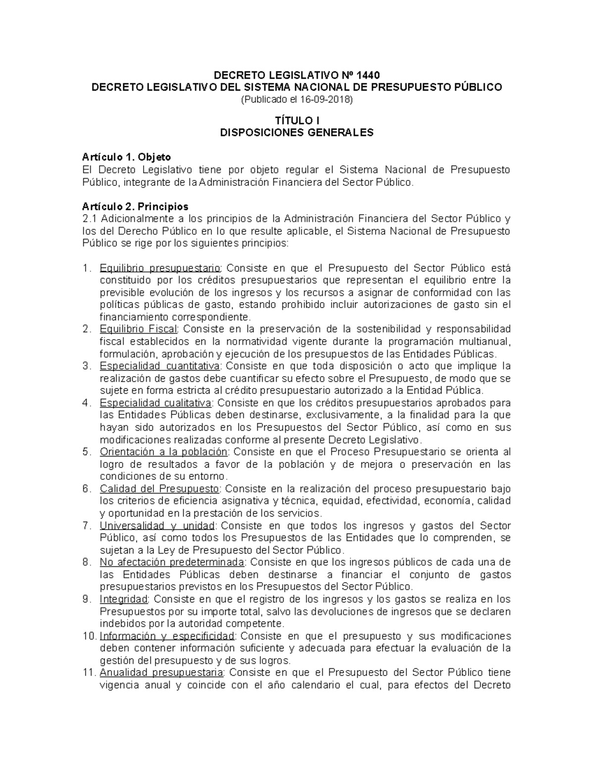 DL 1440: Ley del Sistema Nacional de Presupuesto Público y Regulaciones ...