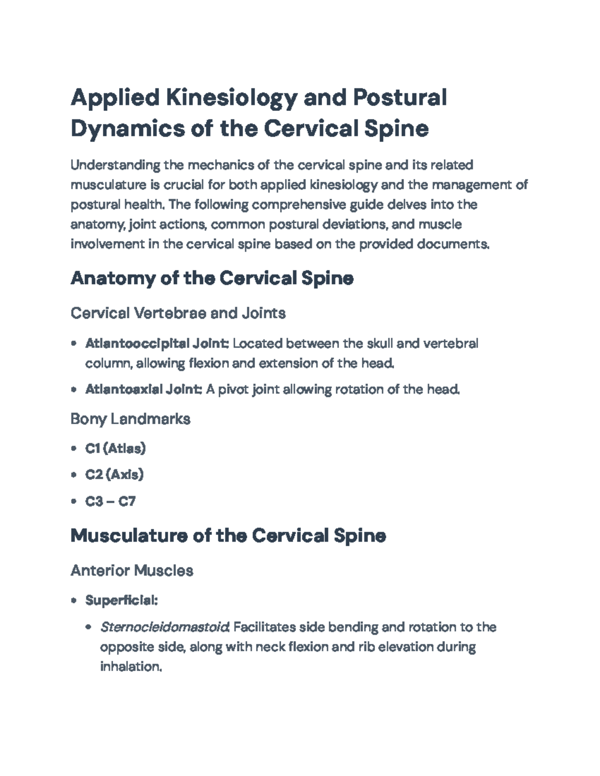 Cervical Spine Dynamics: Applied Kinesiology & Postural Implications ...