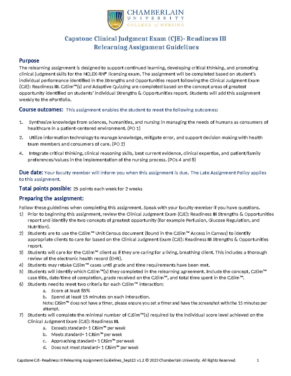 Capstone CJE: Readiness III Relearning Assignment Guidelines Sept 2023 - Studocu